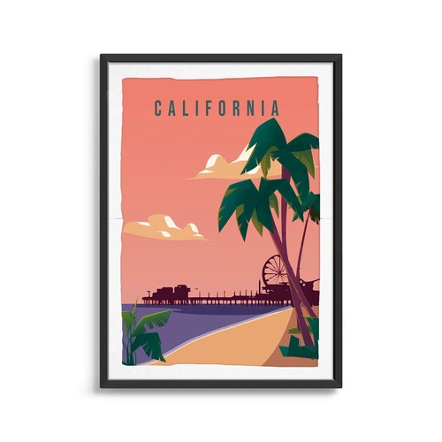 California State Travel Illustration Poster Premium Quality Choose your ...
