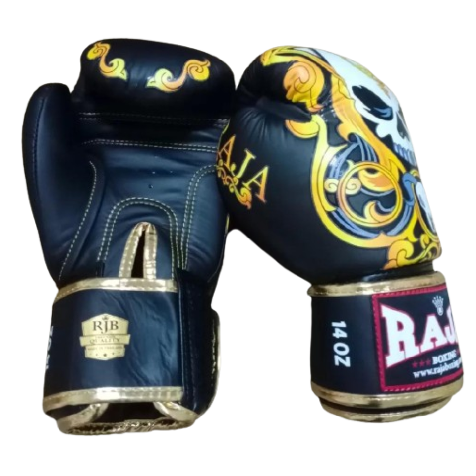 RAJA Boxing Gloves Muay Thai Fancy White Skull Genuine Cow Micro Fiber ...