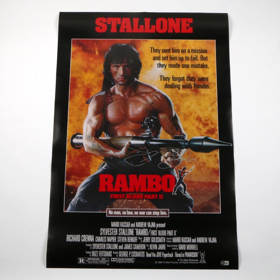 Sylvester Stallone Signed "Rambo: First Blood Part II" Movie Poster ...