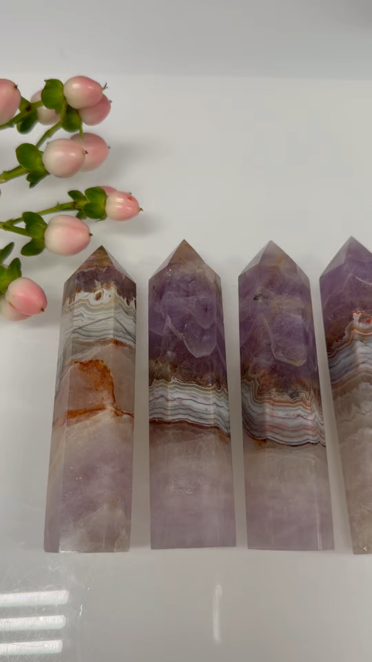 Wholesale 1 Lb Natural Amethyst Lace Agate Obelisk Tower Point Crystal ...