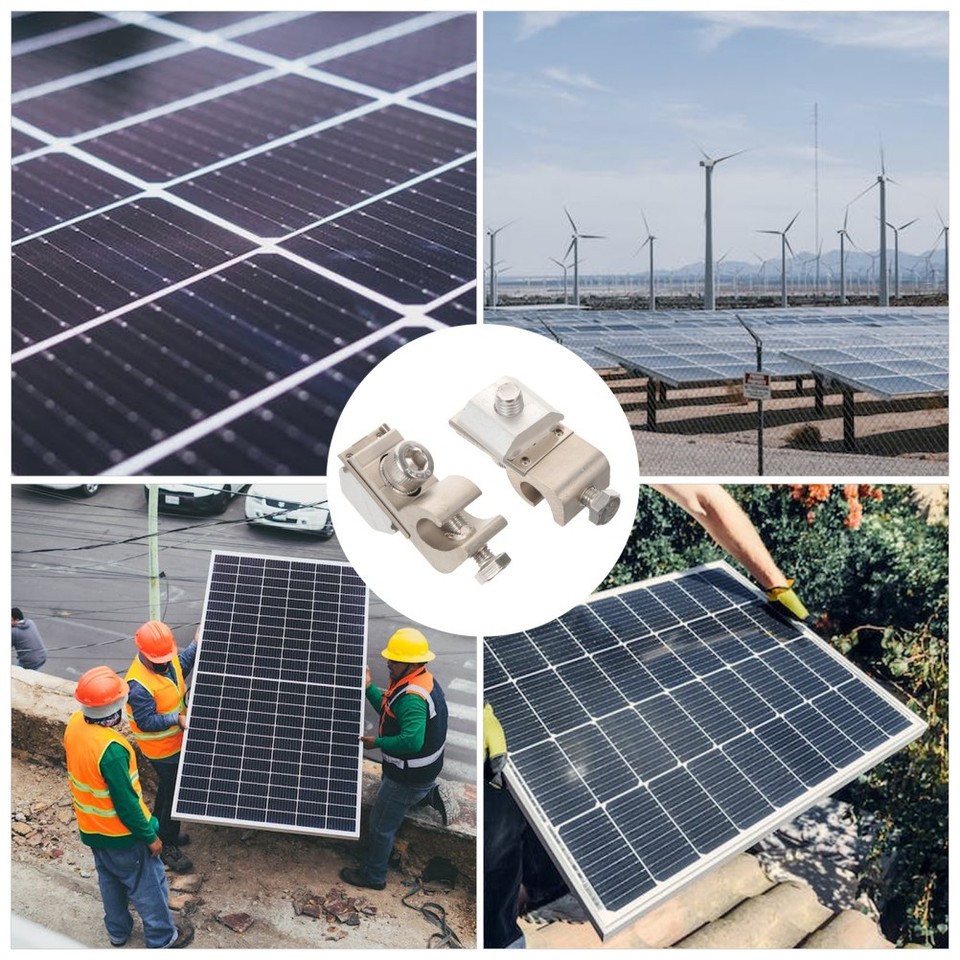 2 Pcs Solar Panel Cable Clamp Grounding Lug Photovoltaic Ground Clip ...