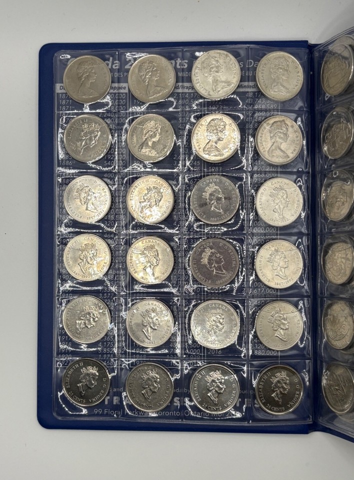 1967 - 2017 Canadian Quarter Collection Book 96 Coins 25C - Inc Colour ...