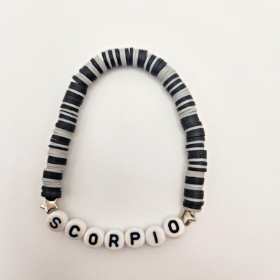 Gray and Black Scorpio Zodiac Sign Clay Bead Stretch Bracelet | eBay