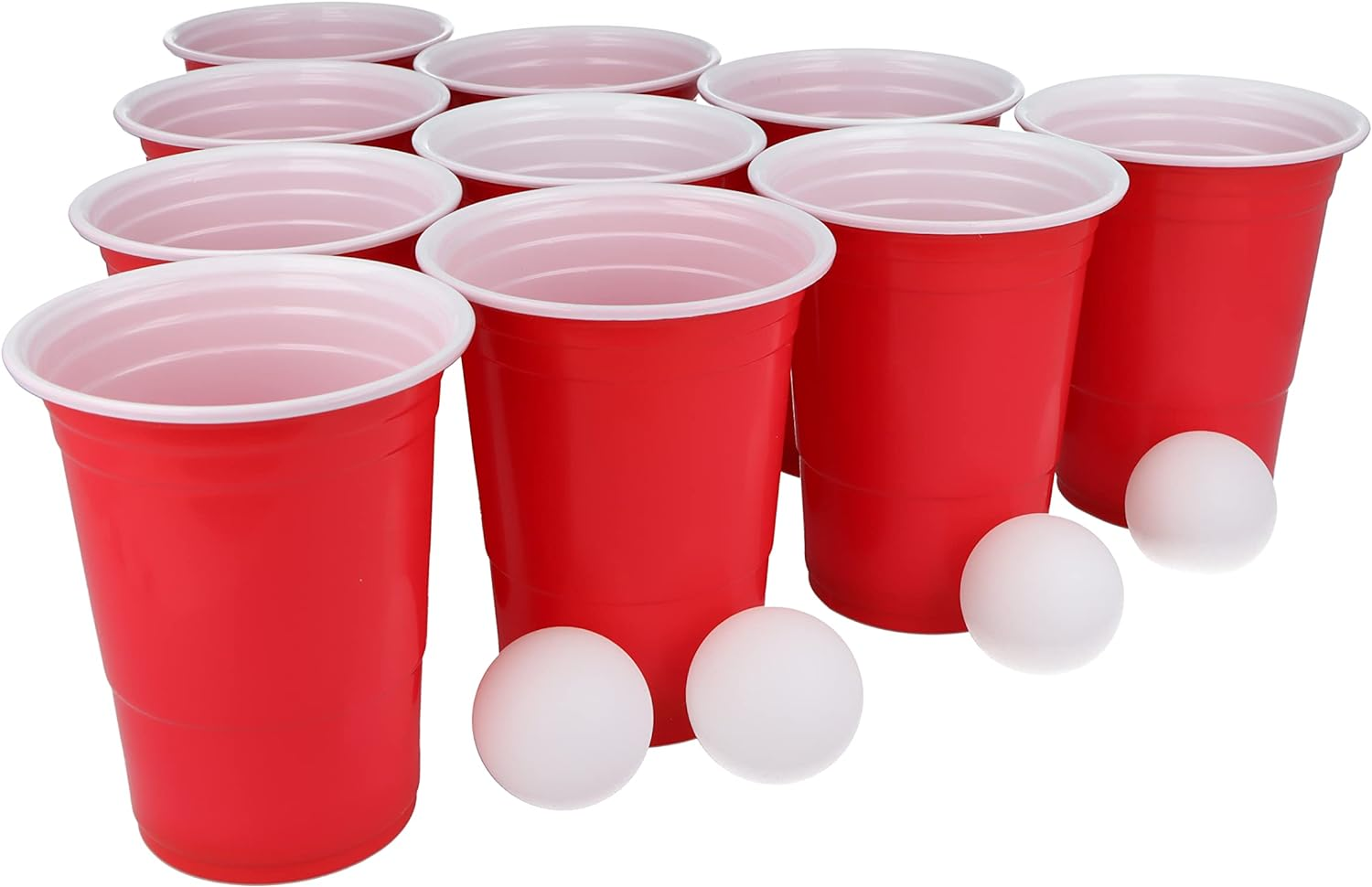 HENBRANDT Beer Pong Game Set 24-Piece Set 16Oz Blue and Red Plastic ...