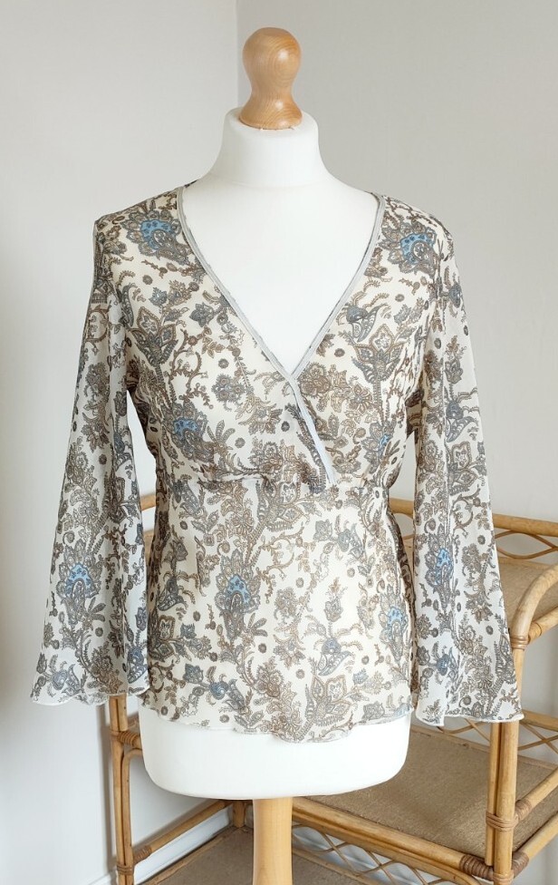 Vintage Y2k New Look Sheer Paisley Print Flared Sleev… - Gem