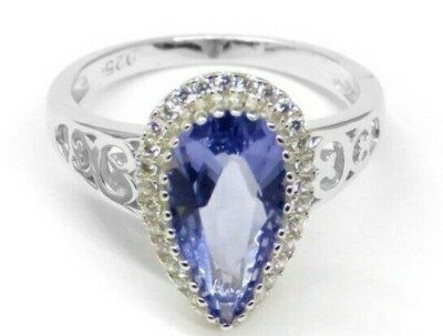 R6420S Mt St Helens Twilight Purple Helenite Pear W/CZ Sterling Silver ...