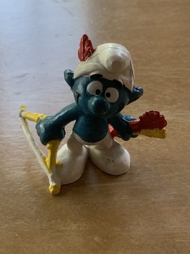 Archer Smurf Figure 20102 Vintage Smurf 2 inch Plastic Figurine Bow ...