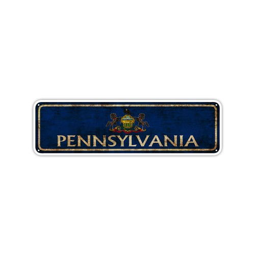 Pennsylvania State Flag Vintage Sign Pennamite Gift Road Wall Décor ...