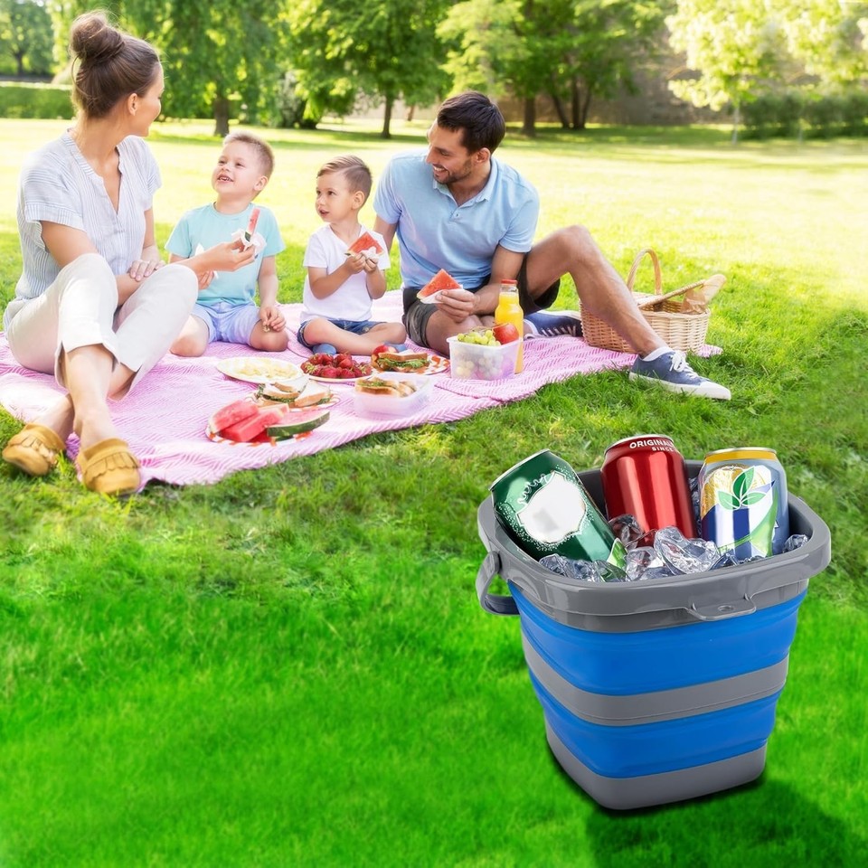 2 Pack Collapsible Plastic Buckets 5L Foldable Rectangular Water Pail ...