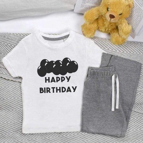 'Black Birthday Balloons' Kids Nightwear / Pyjama Set (KP052797) | eBay