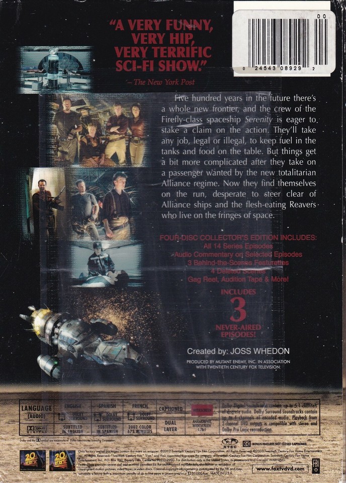 Firefly - The Complete Series (Widescreen DVD, 2009, 4-Disc Set ...