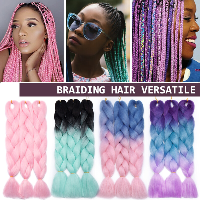 Rainbow / Highlight / Twist Box Braids Colorful Jumbo Braid Hair ...
