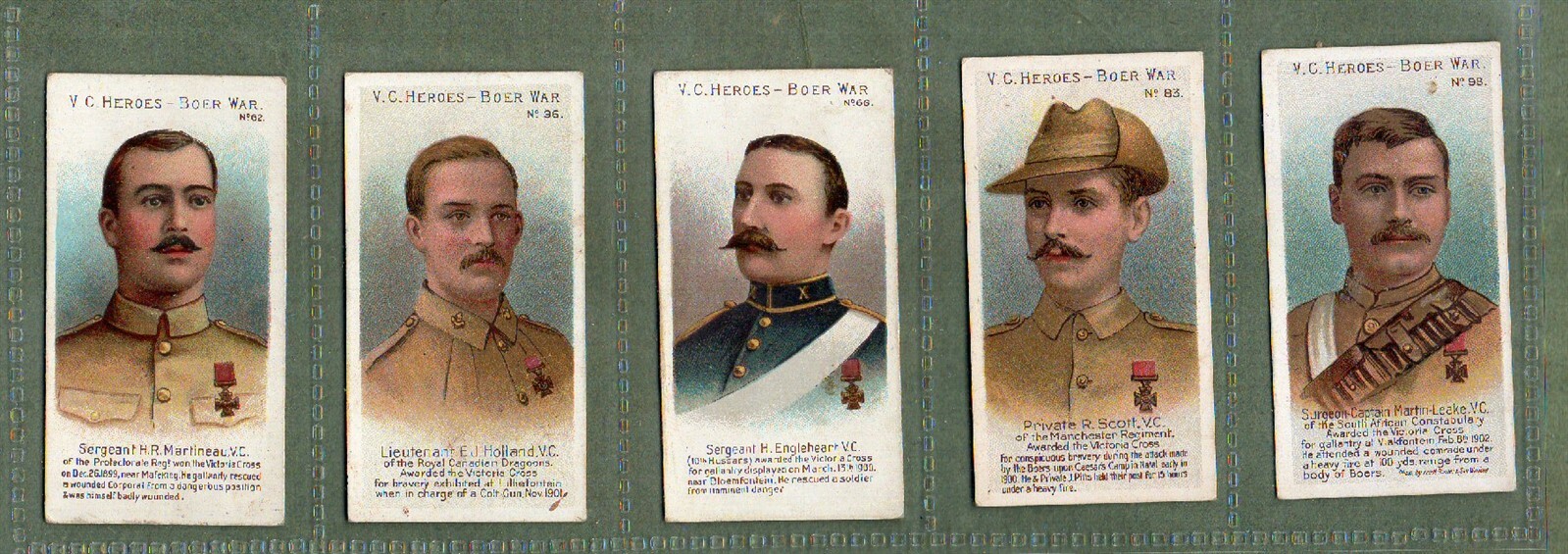5 x Rare Cigarette cards 1902 catalogue value £125.oo VC Heroes TADDY ...