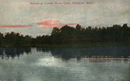 Sunset at Lower Scott Lake, Pullman, MI Postcard | eBay