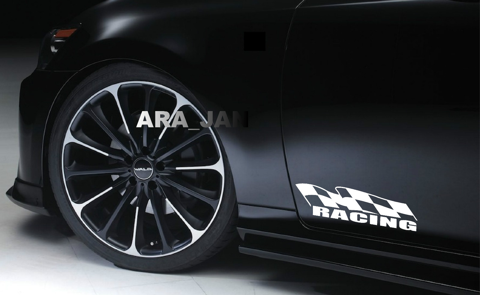 Racing flag Vinyl Decal sport sticker emblem car logo door WHITE | eBay