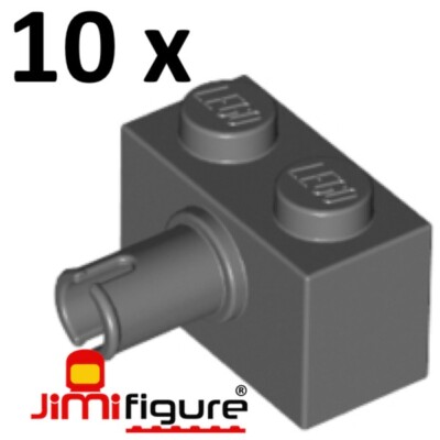 NEW 10 x LEGO 1x2 Modified Brick with Pin Dark Bluish Grey 2458 Genuine ...