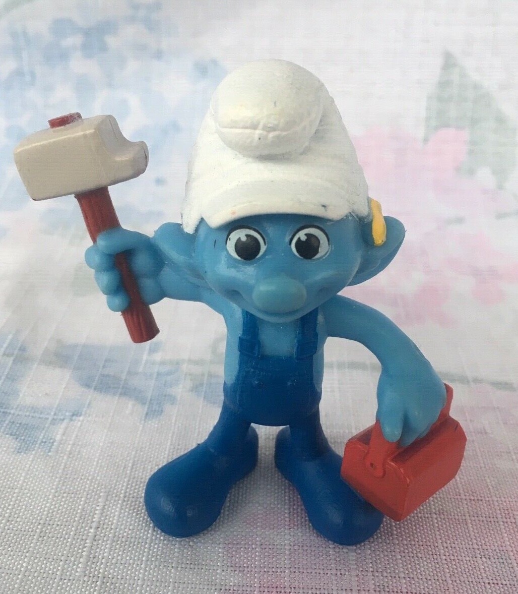 2013 McDonald's SMURFS 2 - HANDY SMURF Figure Happy Meal Toy PVC Hammer ...