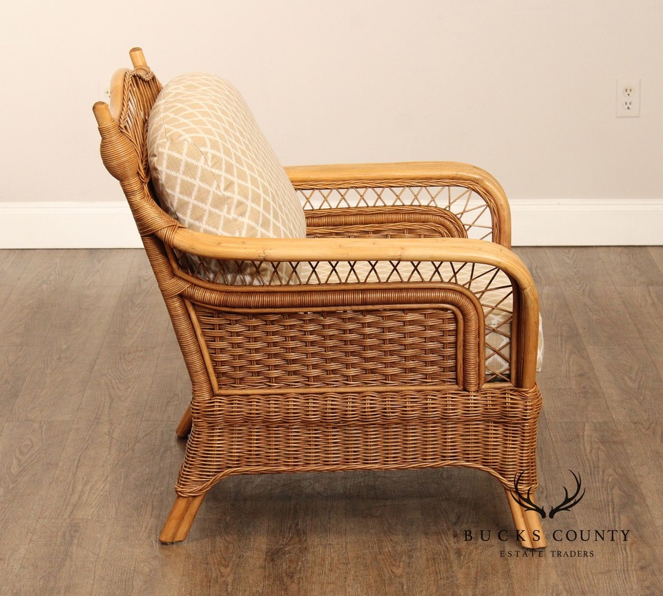 Braxton Culler Pair of Rattan and Wicker Lounge Chairs and Ottomans | eBay