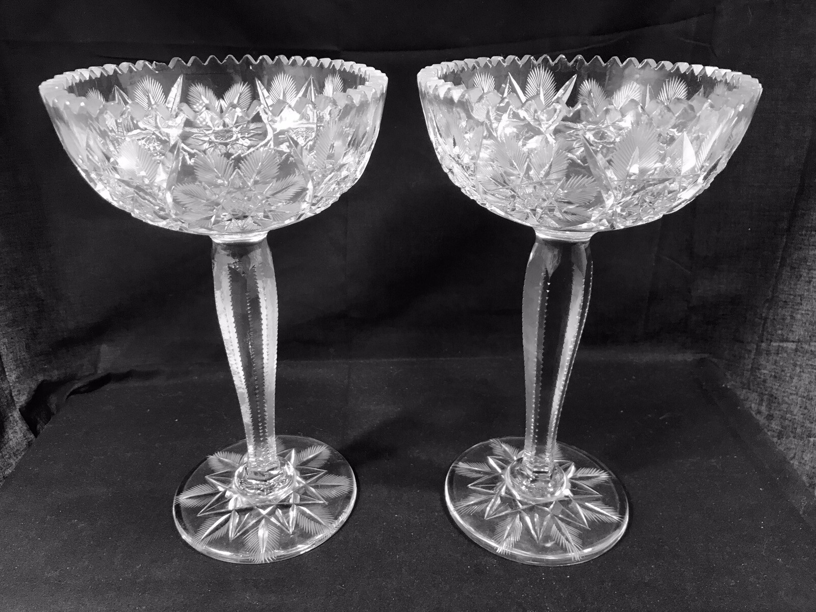 PR of ABCG American Brilliant Cut Glass 10" Compotes Krantz Smith ...