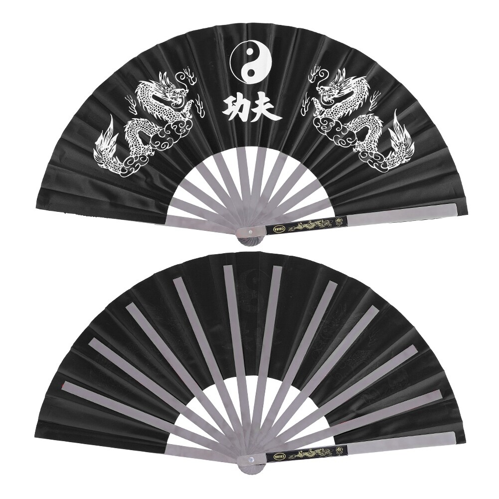 (Black)Tai Chi Fan Chinese Kung Fu Fan Martial Arts Dance Fan Folding ...