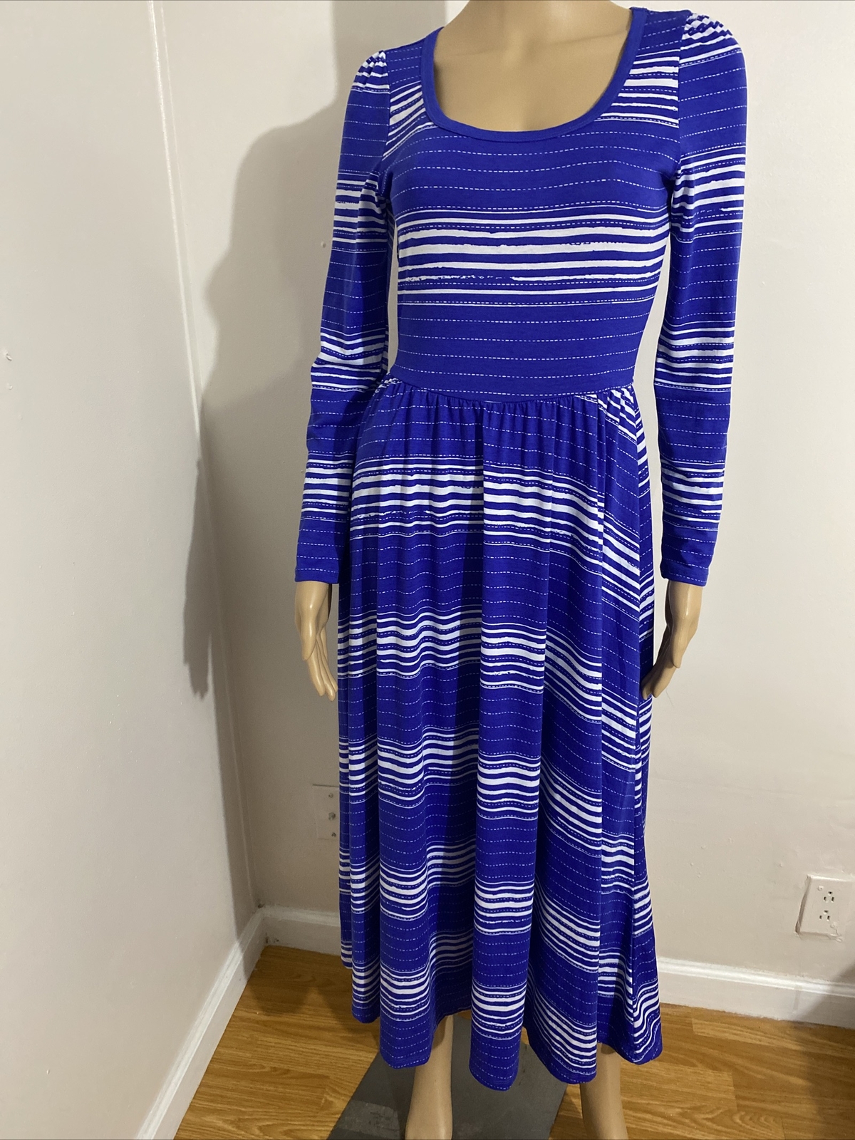 LULAROE RYANE XS Blue/White Striped print Women's Dress Hi-Lo NEW! | eBay