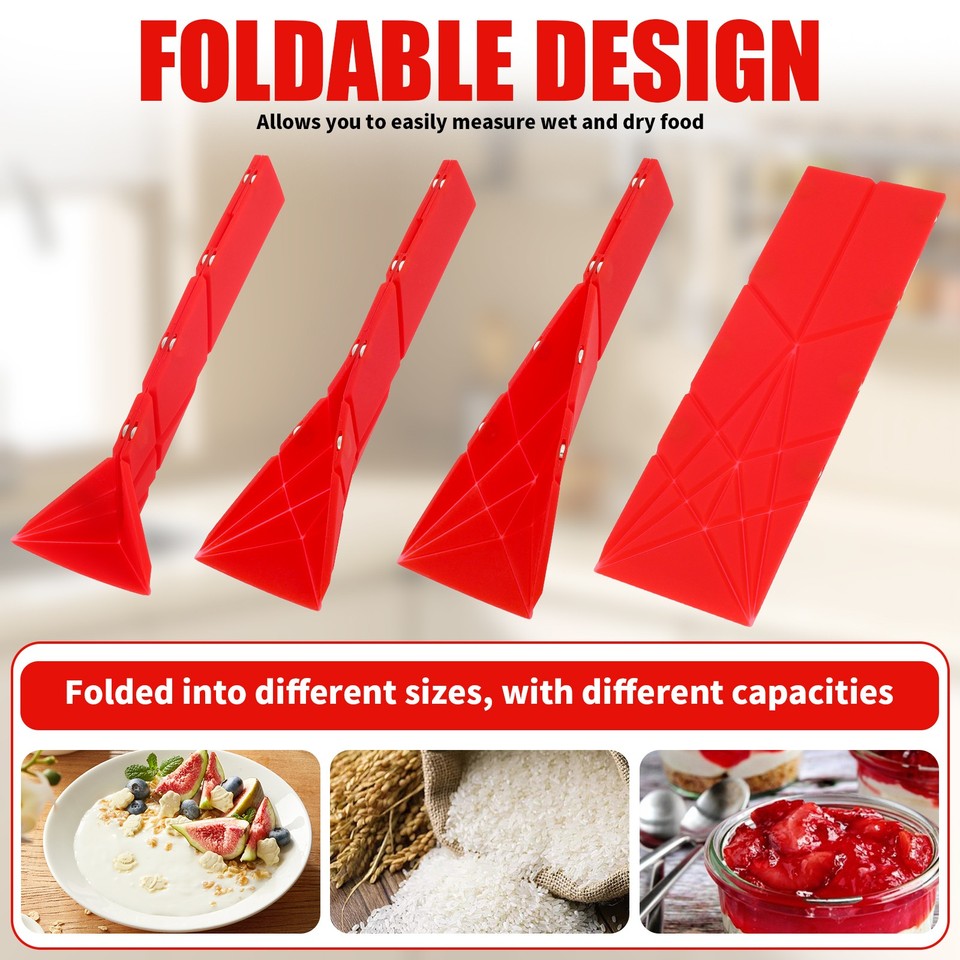 2Pcs 3 in 1 Flat Measuring Spoon Silicone Polygons Measuring Spoon ...