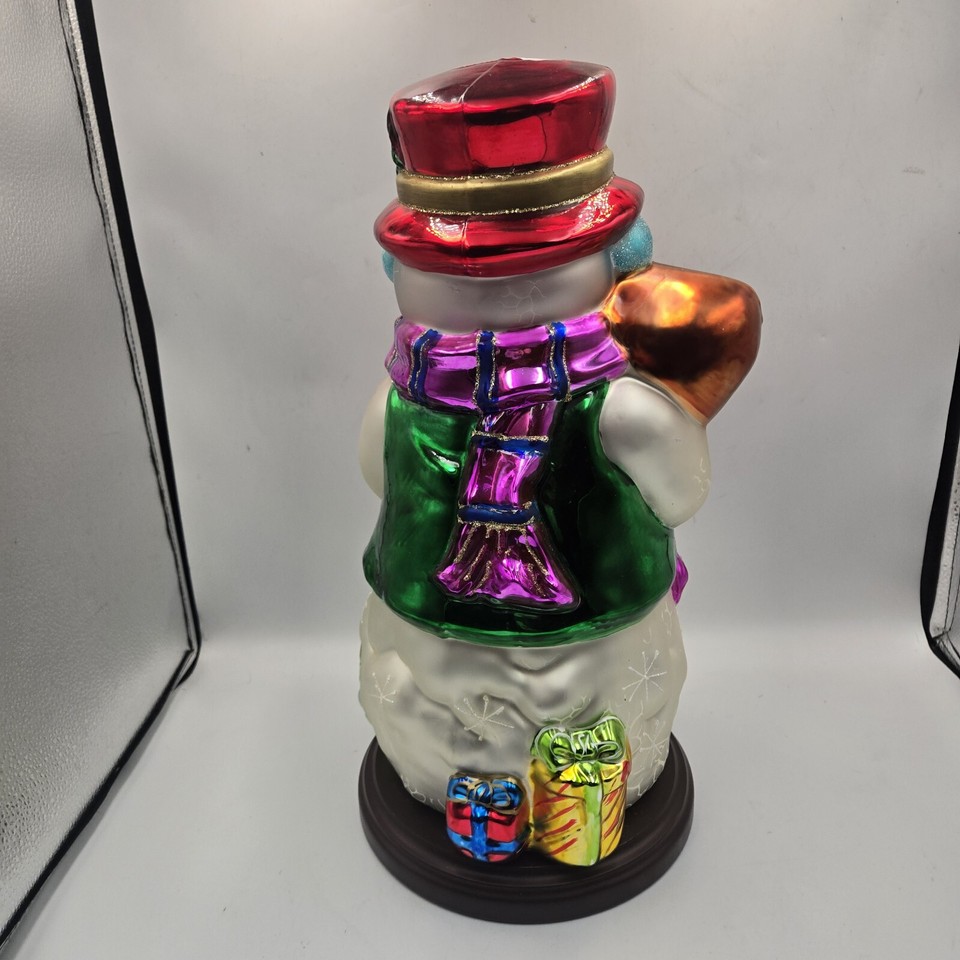 Large Thomas Pacconi 17 Inches Blown Glass Christmas Snowman Figurine ...