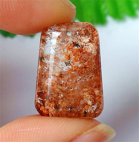 25x18x9mm Clear Natural Red Ghost Crystal Quartz Trapezoid Pendant Bead ...