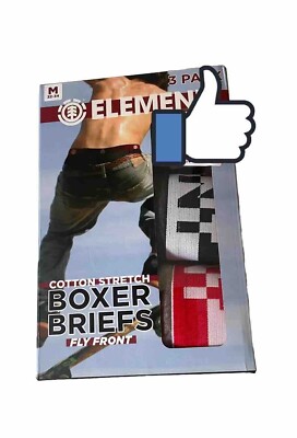 Element 3-Pack Cotton Stretch Fly Front Boxer Briefs (Sz. M) Black ...