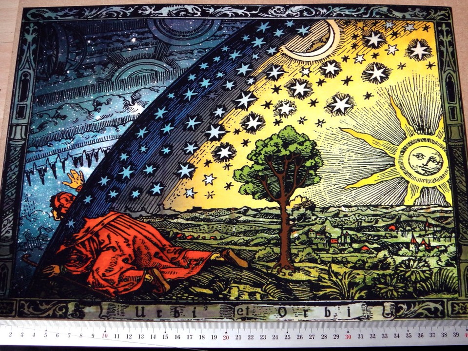 FLAMMARION ENGRAVING 1888 Flat Earth Firmament Dome Art Psychedelic ...