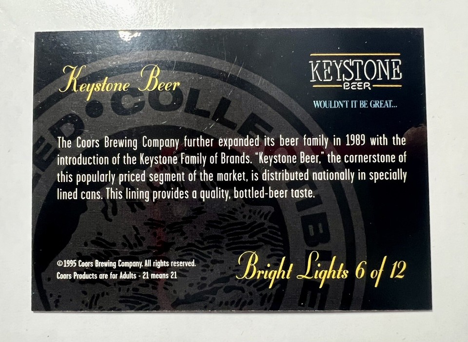 1995 Coors Bright Lights #6 of 12 Keystone Beer | eBay