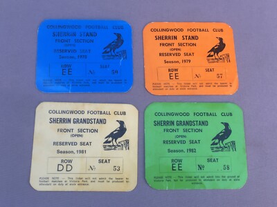 4 x Old COLLINGWOOD Football Club SHERRIN STAND Reserved Seat TICKET ...