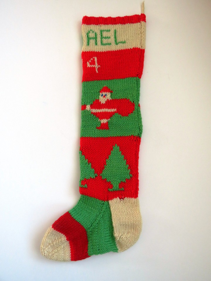 Vintage Personalized MICHAEL Hand Knit Santa Tree Toys Stocking 1974 | eBay