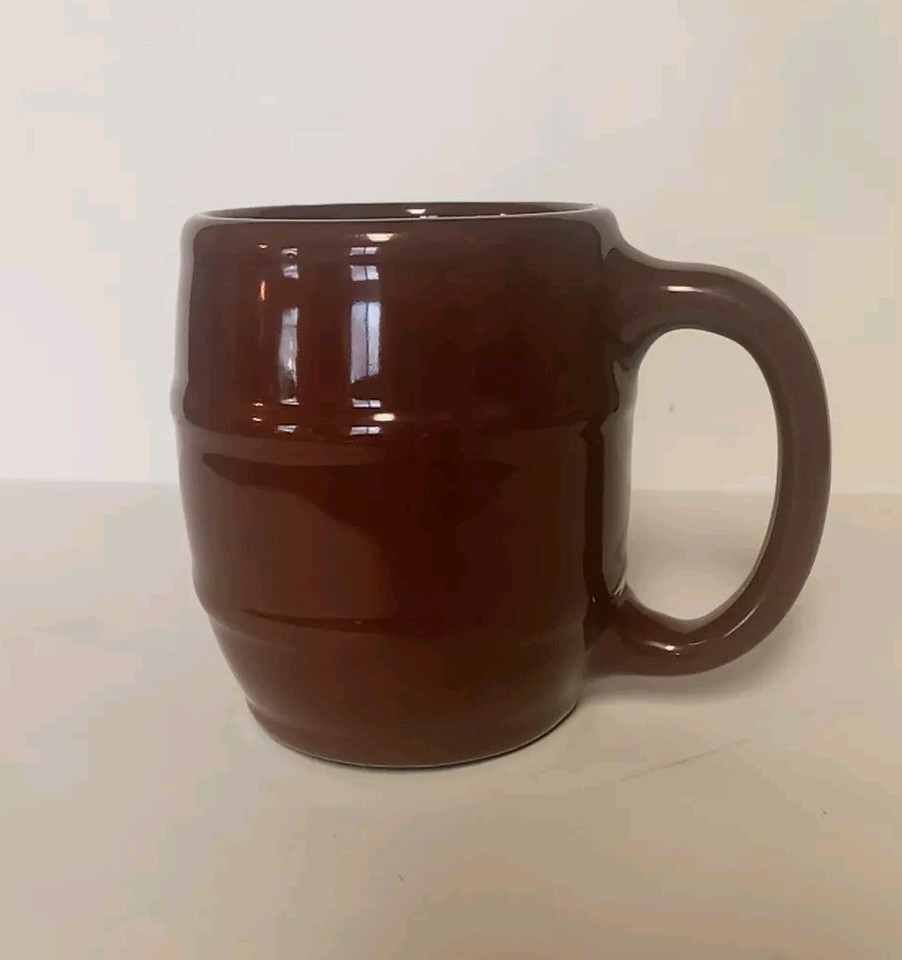 HALL 536 Heavy Ceramic Brown Barrel Mug Made in USA | eBay