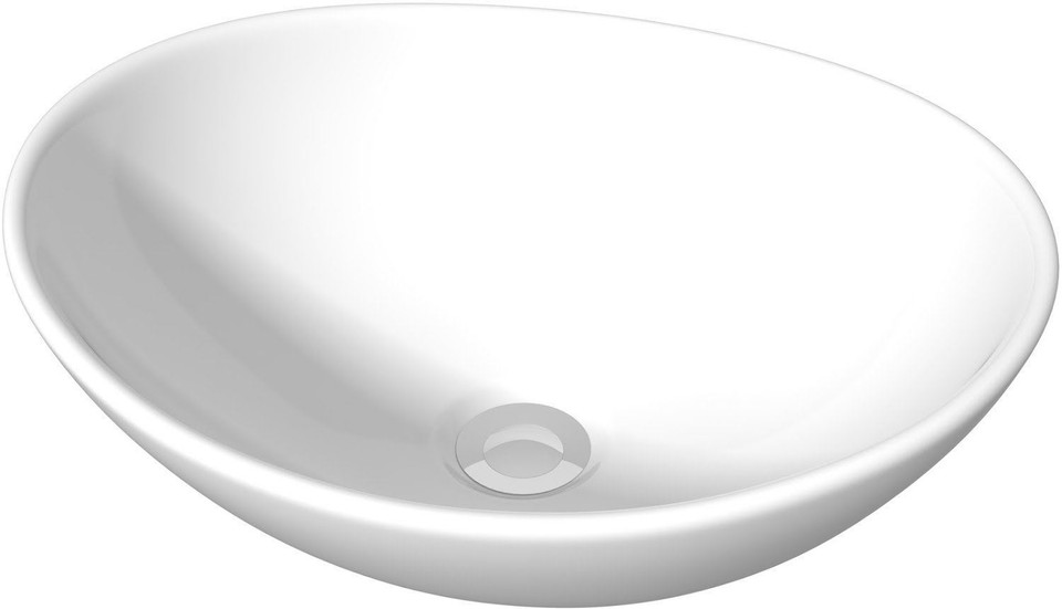 Countertop Basin Sink Bathroom Vanity Wash Oval Curved White Modern ...