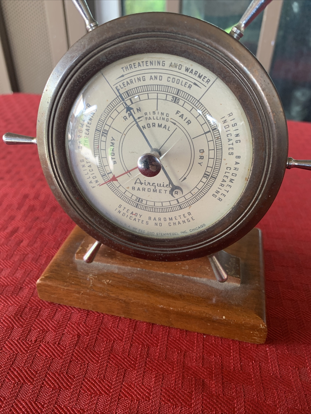 Vintage Airguide Barometer Desk Nautical Weather Pressure Rain Ship ...