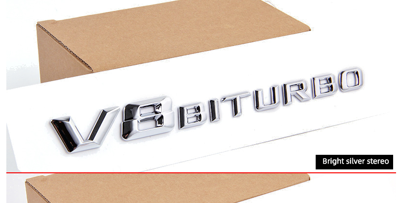 Chrome Letters Car Styling Fender Side Logo V8 BITURBO Emblem Badge For ...
