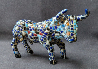 Barcino Mosaic Spanish Bull Figurine | eBay UK