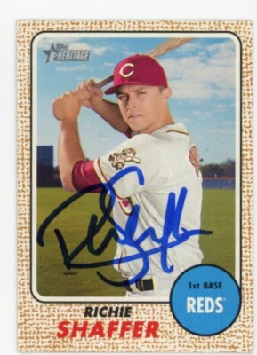SIGNED BASEBALL CARD AUTO TOPPS 2017 HERITAGE RICHIE SHAFFER CINCINNATI ...