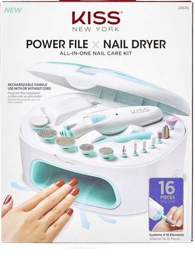 Kiss Power File X Nail Dryer All in One Nail Care Kit 16 Pc ...