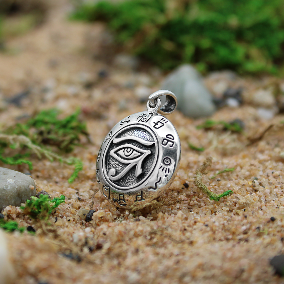 Sterling Silver Eye of Horus Pendant Eye of Ra Necklace - Udjat Kemetic ...