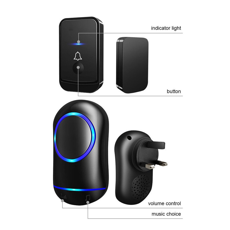 Wireless Door Bells Waterproof 1000ft Long Range Plug in Home Cordless ...