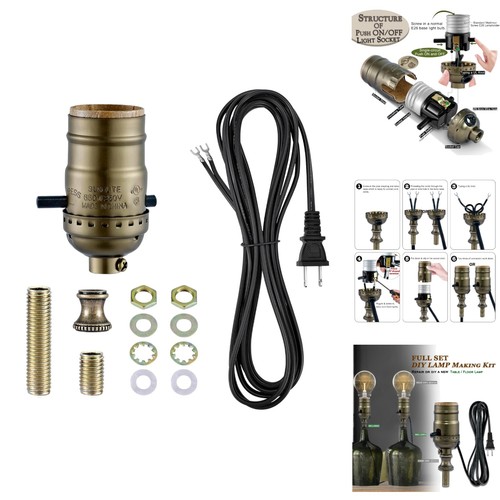 Antique Brass Lamp Rewire Kit with Socket & Cord - DIY DIY Lamp Wiring ...