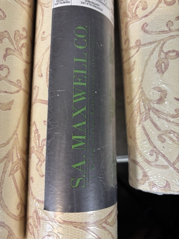 VTG Wallpaper Vinyl S A Maxwell Co Embossed Floral Scroll/Damask 32 ...