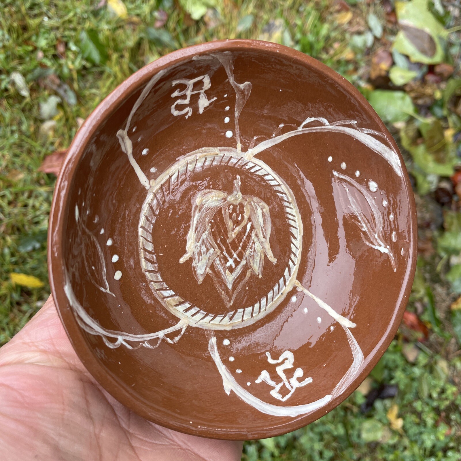 Vintage RED WARE RedWare Pottery Hand Signed Claddagh Irish Heart Bowl ...