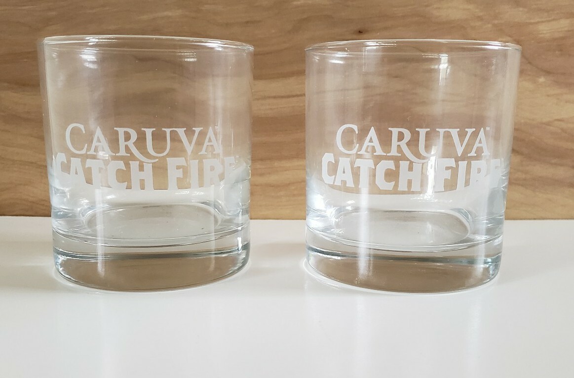 Caruva Set of Two Glasses Catch Fire Whiskey Rocks Low Ball Tumbler NEW ...
