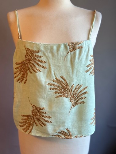 Zara Cropped Green Linen Camisole Tank - Size L | eBay