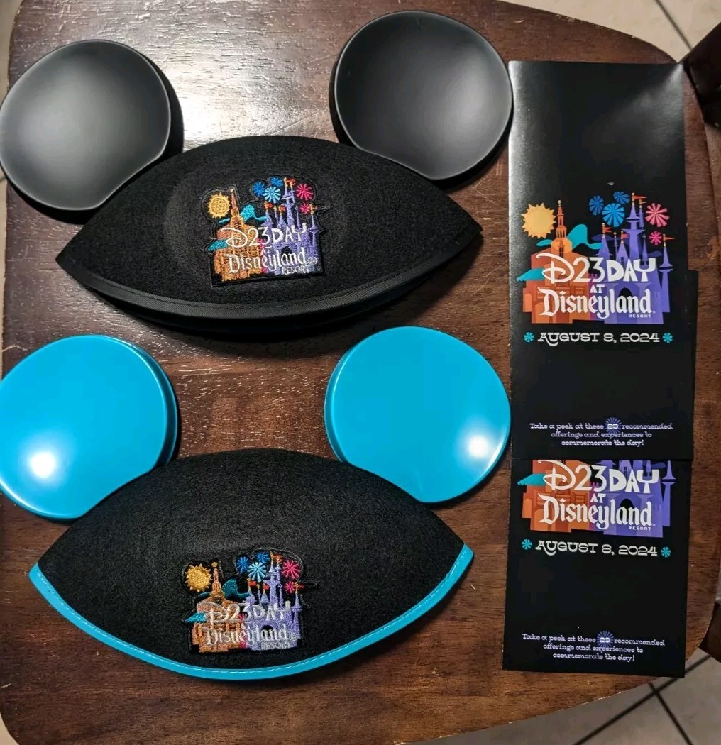 Lot Of 2 Disney D23 Day Disneyland Mickey Mouse Ears Hats Aug 8 2024 2 ...