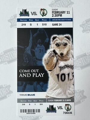 2007 Celtics Minnesota Timberwolves Ticket 2/11/07 Kevin Garnett Triple ...