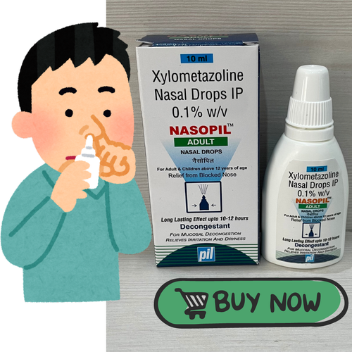2X Nasopil Xylometazoline 0.1 Blocked Nose Relief for adult 10ml FREE ...
